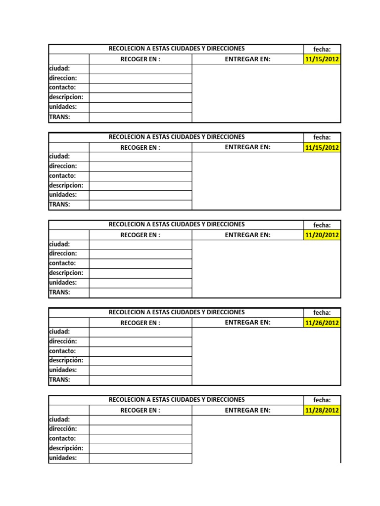 Formato para Recoger | PDF