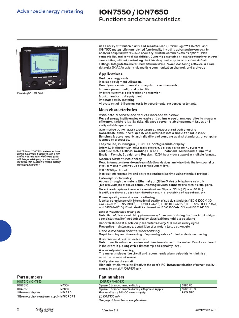 ION7550 / ION7650: Functions and Characteristics | PDF | Ac Power ...