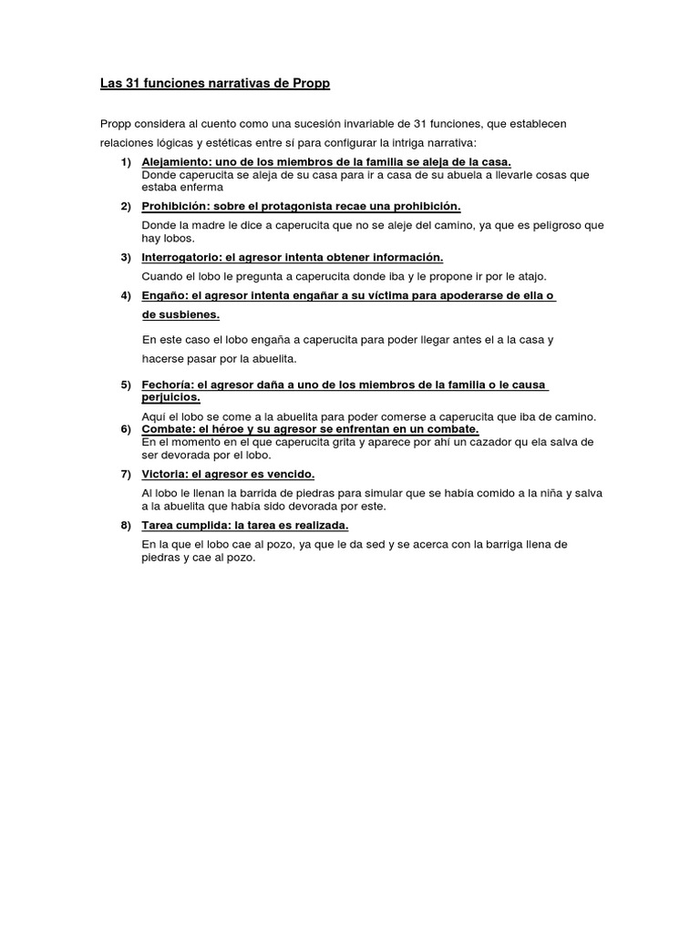 Funciones de Propp | PDF