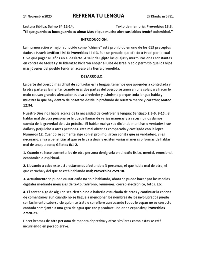 Controla tu lengua y evita el mal | PDF | Pecado