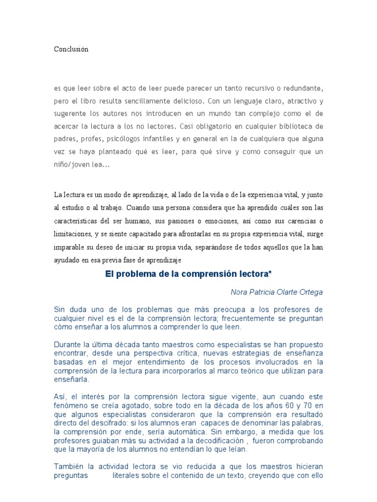 Conclusión | Comprensión lectora | Comprensión