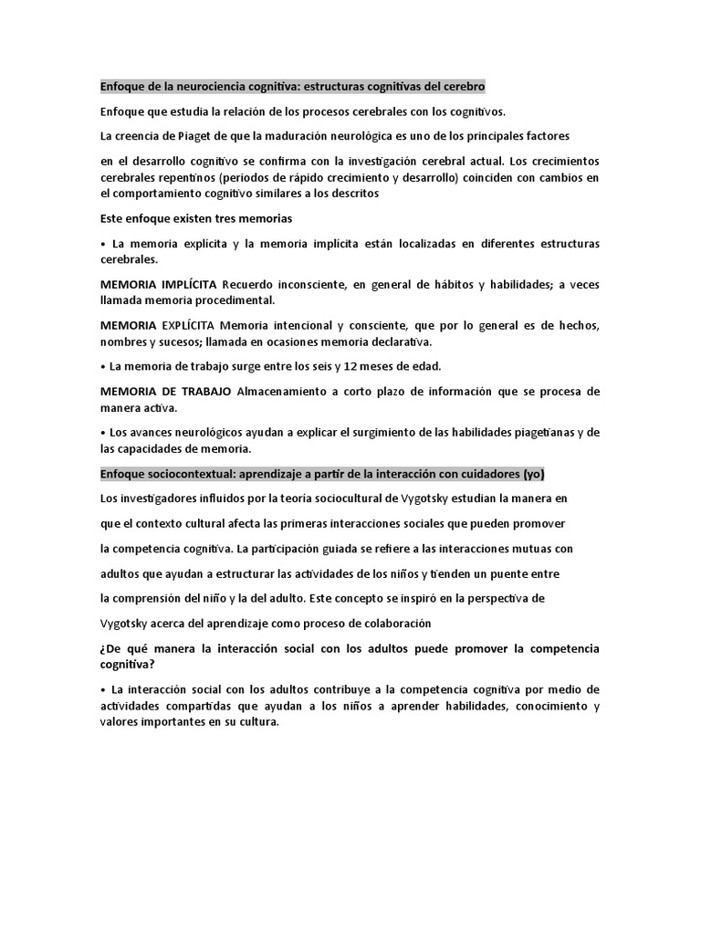 Estructuras cognitivas del cerebro y el desarrollo de la memoria desde ...