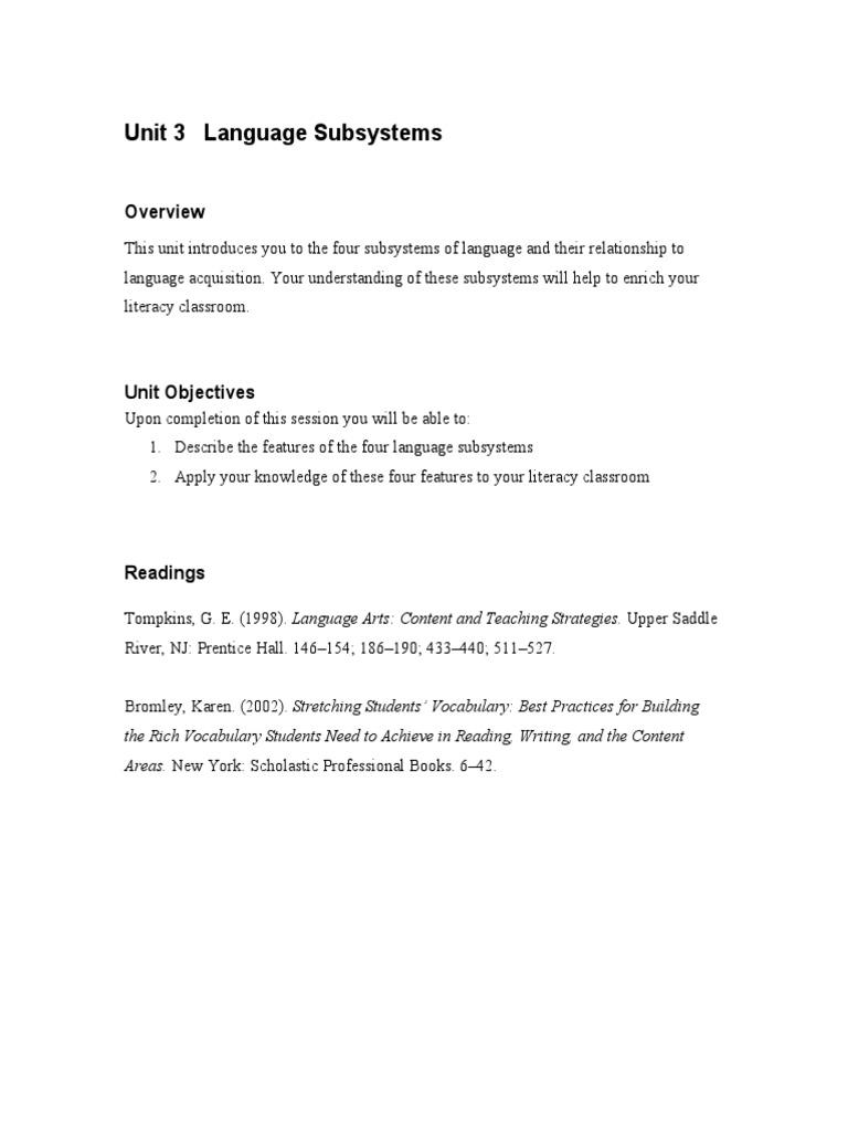 Unit 3 Language Subsystems | PDF | Phonics | Phoneme
