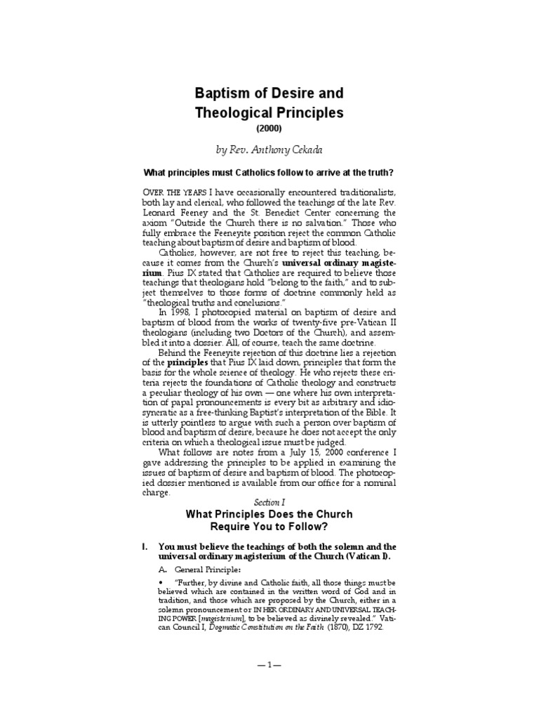 Evidence For Baptism of Desire (Against The Heresy of MHFM, Dimond ...