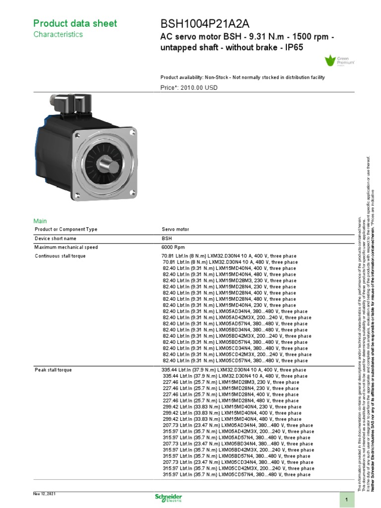 AC Servo Motor Technical Specifications and Product Details | PDF ...