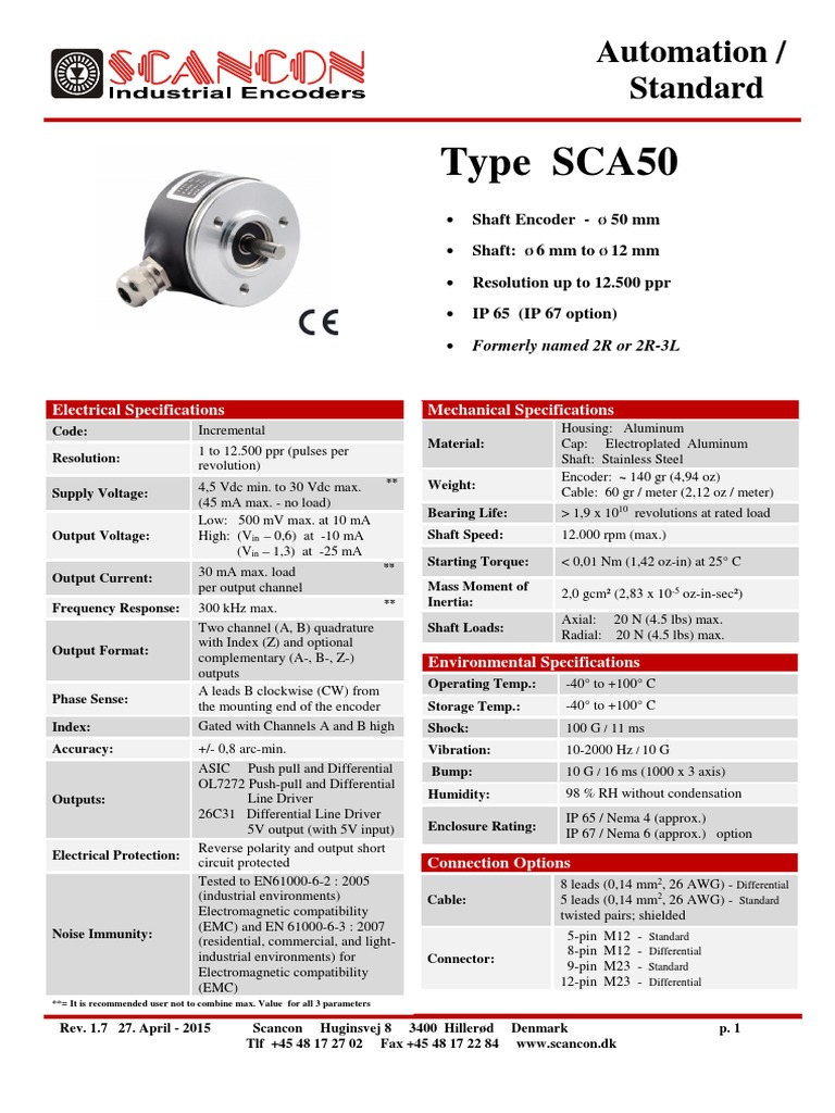 Type SCA50: Automation / Standard | PDF | Electromagnetic Compatibility ...