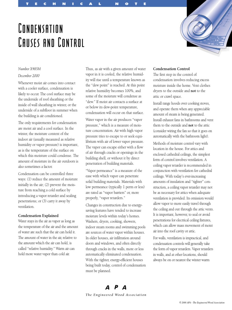 APA Technical Note - Condensation Causes and Control | PDF | Humidity ...