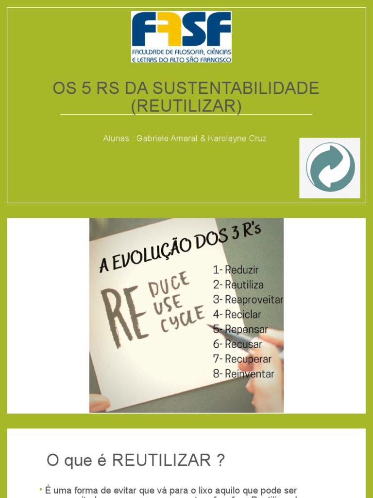 Reutilizar: Os 5 Rs da Sustentabilidade | PDF | Casa e Jardim