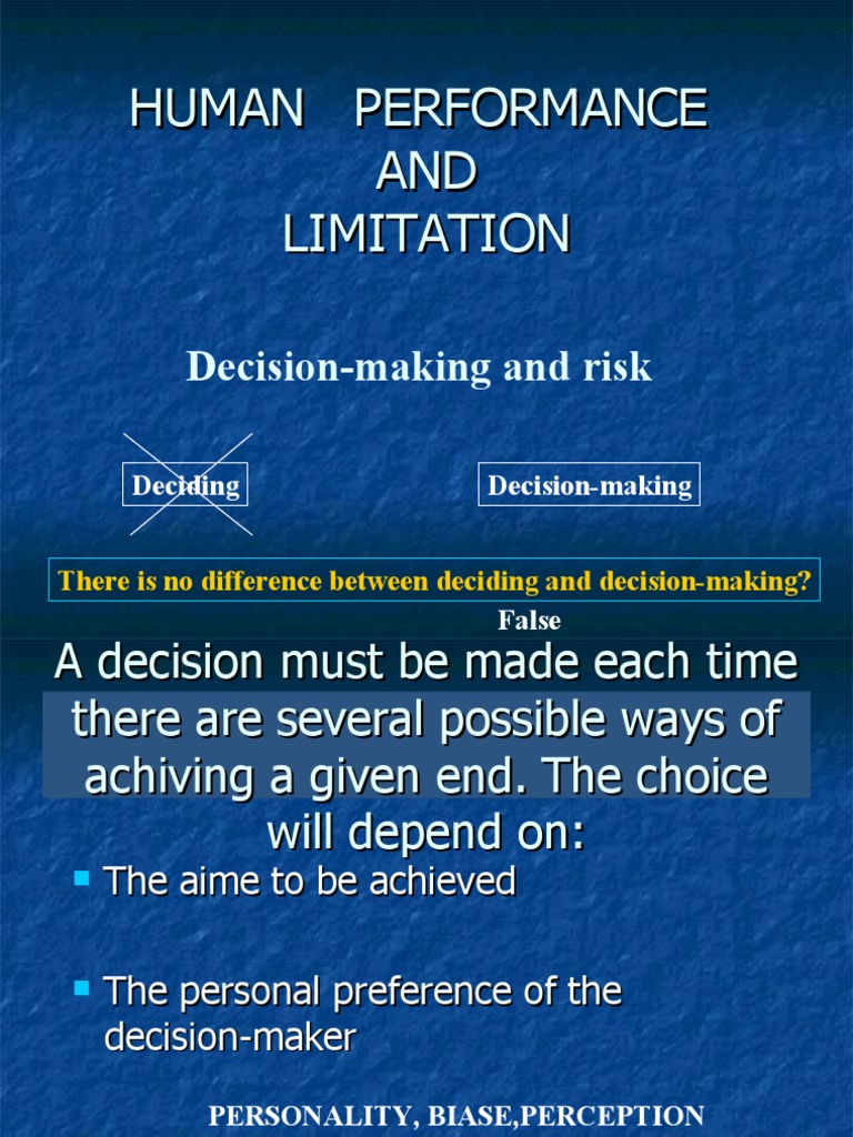 Human Performance AND Limitation | Download Free PDF | Risk | Decision ...