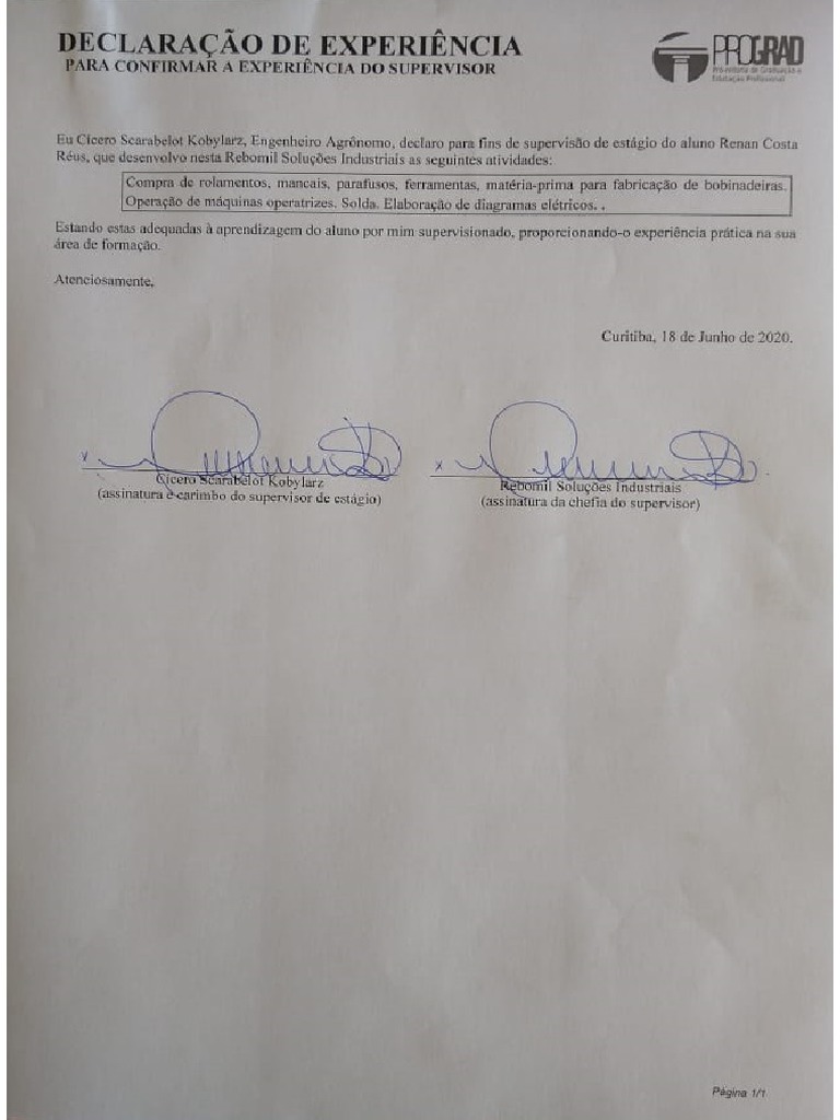 Declaração de Experiência | PDF