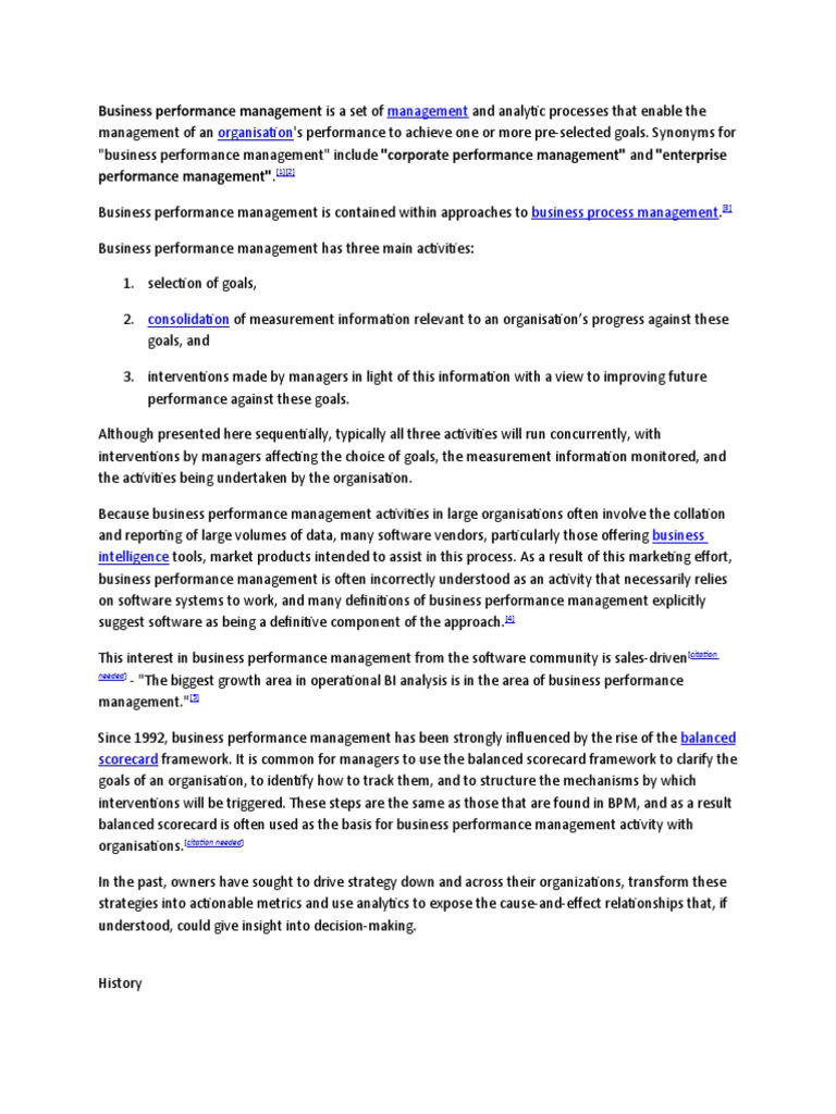 Business Performance Management | PDF | Business | Information Technology Management