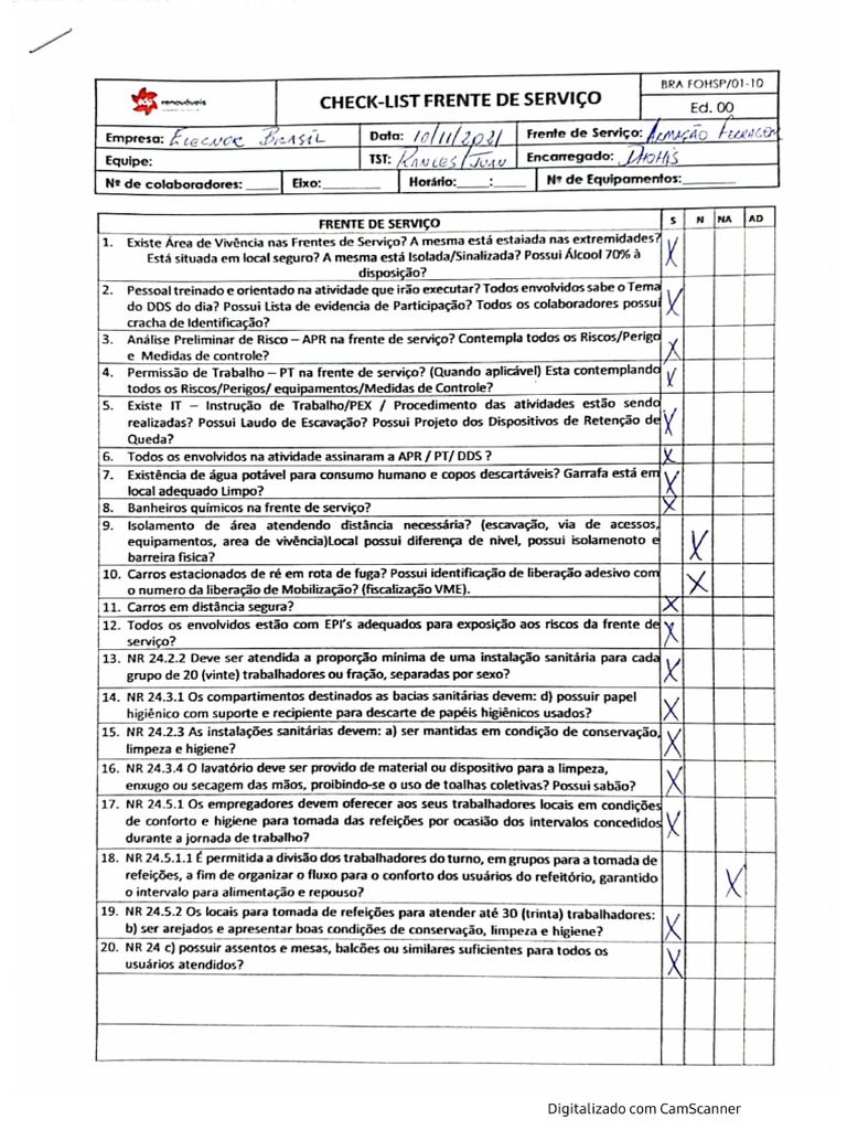 Check List - Armação e Preparação - Linha de Transmissão | PDF