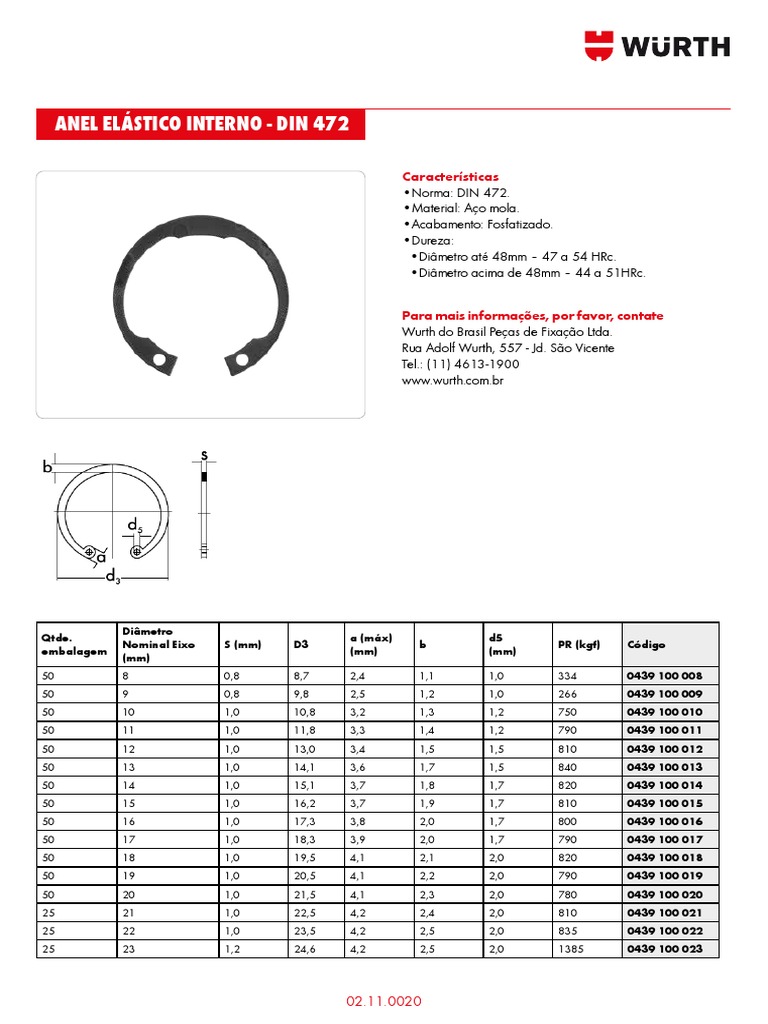 Anel Elastico Interno Din 472 | PDF