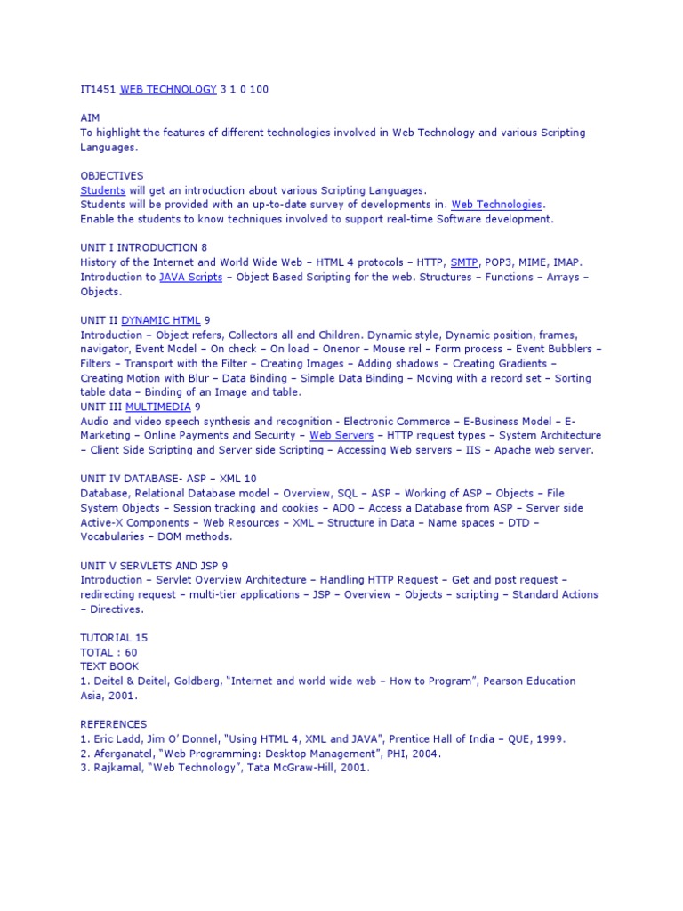 Web Technology and Scripting Overview | PDF