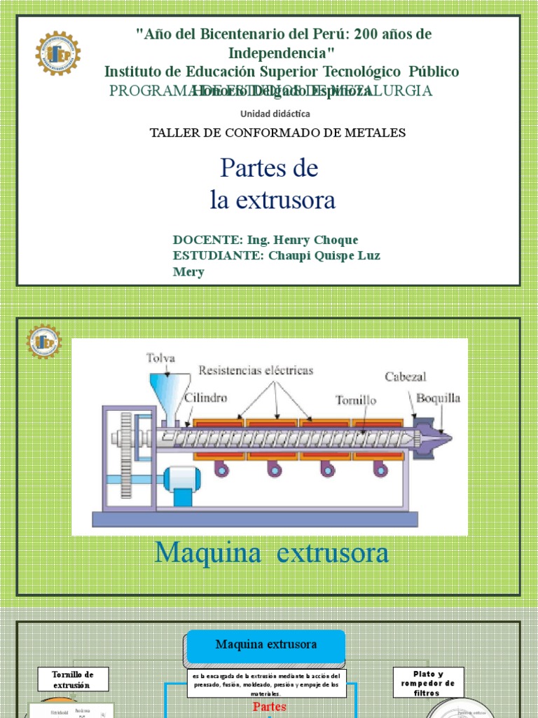 Partes de La Extrusora | PDF | Extrusión | Ingeniería Química