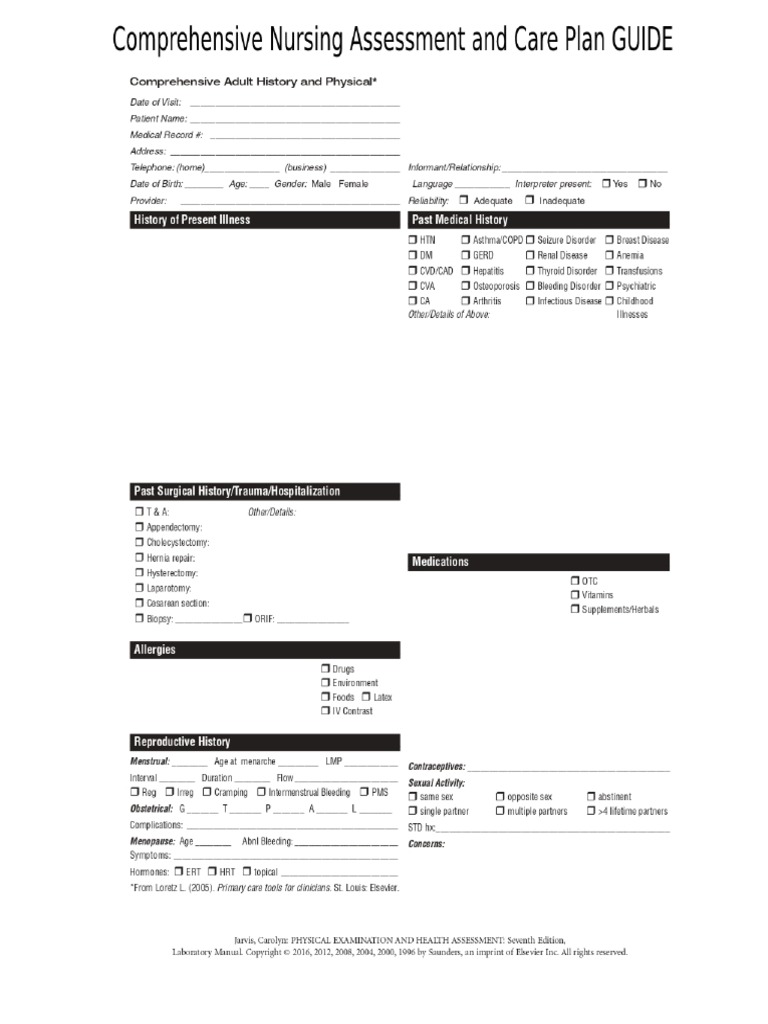 4 Comprehensive Nursing Assessment and Care Plan Guide | PDF