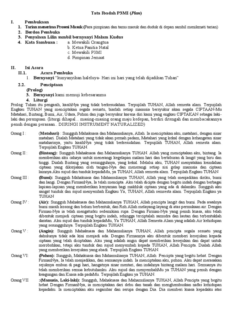 Tata Acara Natal P3MI | PDF