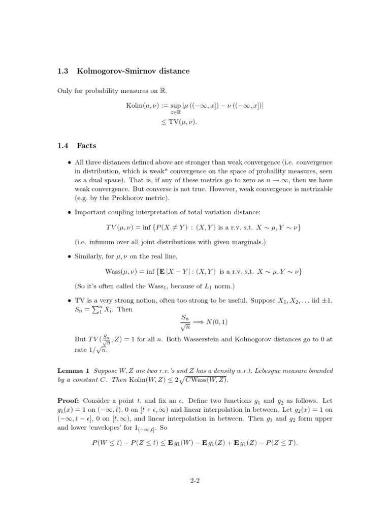 Kolmogorov-Smirnov Distance | PDF | Mathematical Analysis ...