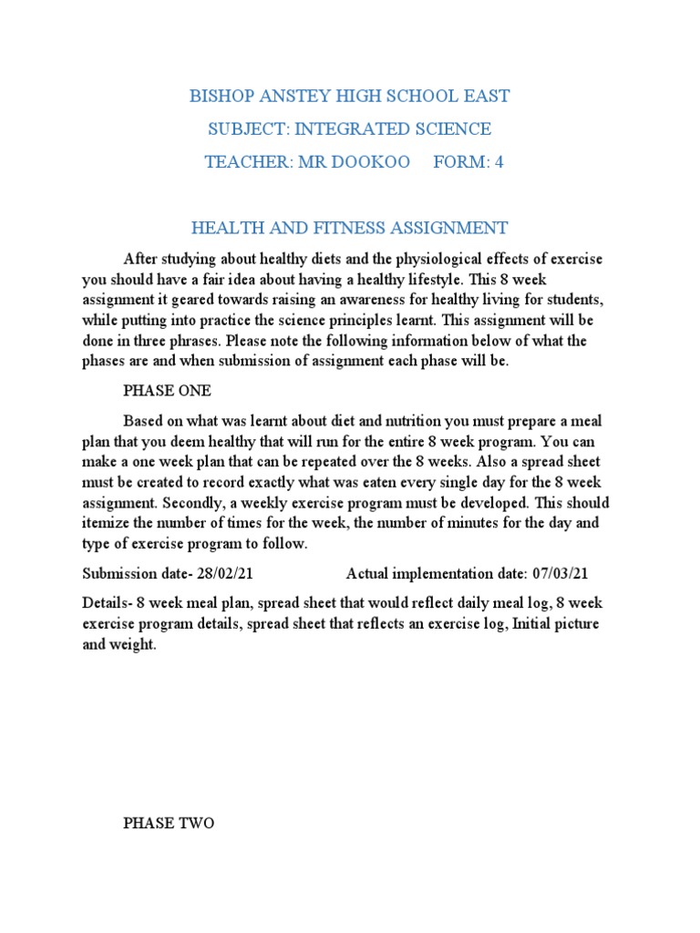 Health and Fitness Assignment | PDF | Physical Fitness | Health Care