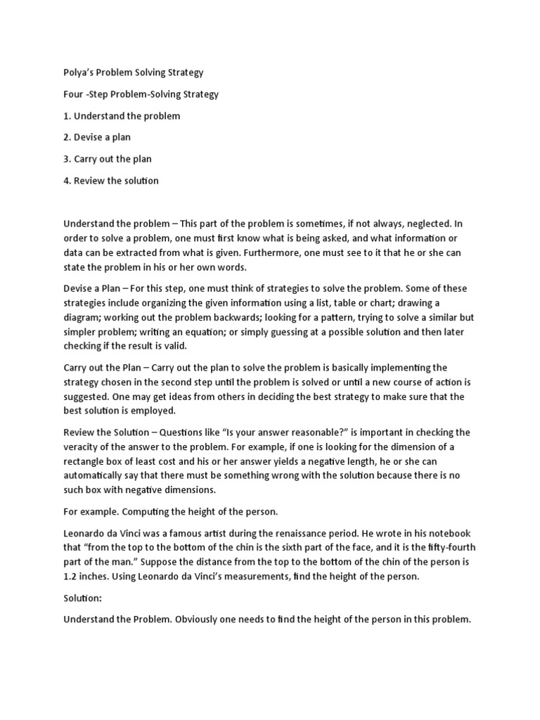 Polyas Strategy in Problem Solving | PDF | Mathematics