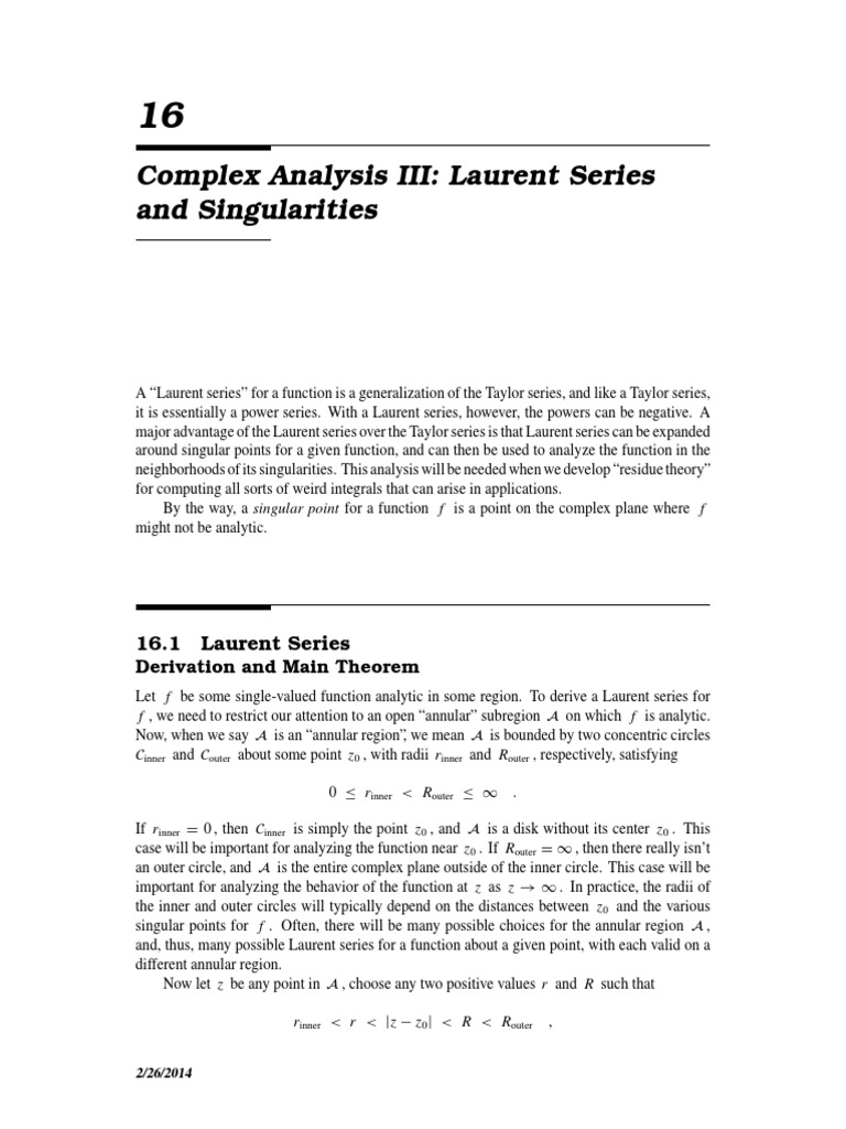 Complex Analysis Laurent Series | PDF | Power Series | Complex Analysis