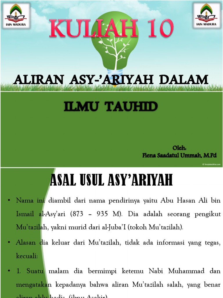 Kuliah 10 - Aliran Asy'ariyah Dalam Ilmu Tauhid | PDF