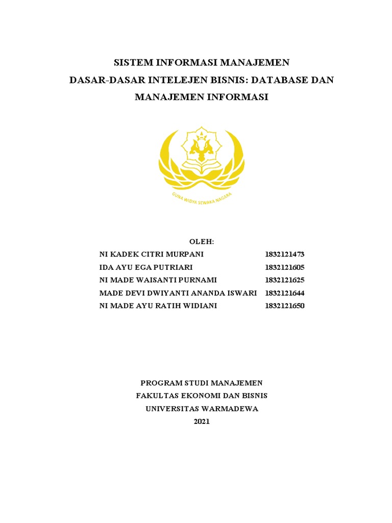 Dasar-Dasar Intelejen Bisnis Database Dan Manajemen Informasi | PDF | Komputer