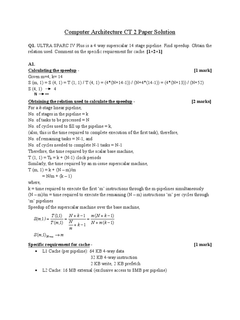 Computer Architecture CT 2 Paper Solution: K M K M K M K M T T) S (M | PDF | Cpu Cache ...