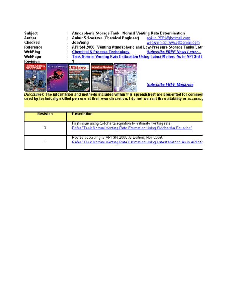 Atm Sto Tanks Venting Req API2000 2009 Rev1 - TEST | PDF | Thermal ...