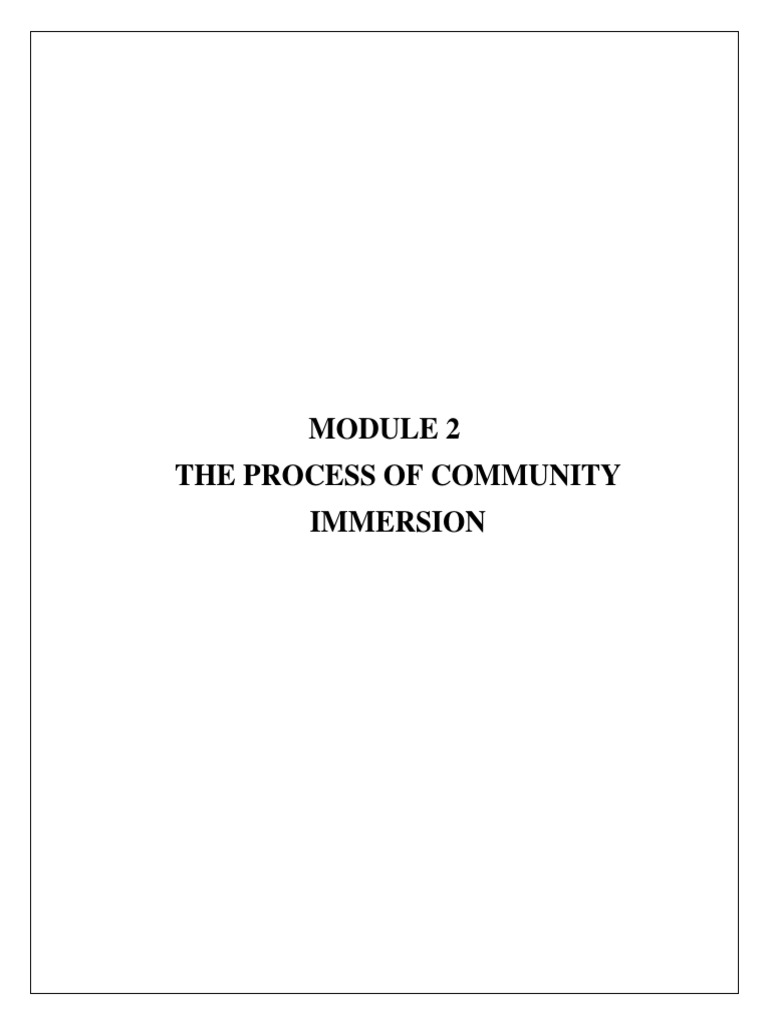 Module 2 The Process of Community Immersion | PDF | Needs Assessment ...