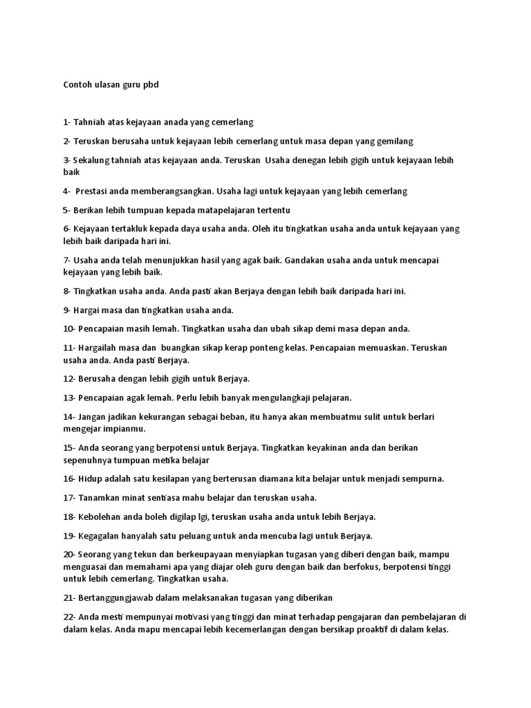 Contoh Ulasan Guru PBD | PDF