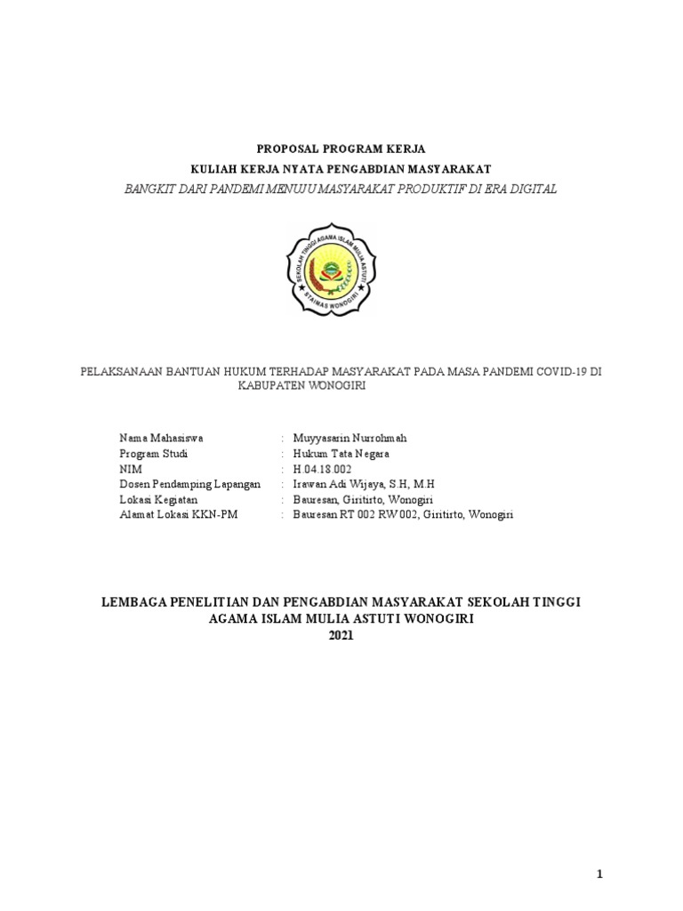 Proposal Program Kerja Arin | PDF