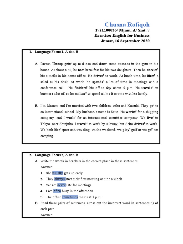 Chusna - R - 1721100035 - A - TugasOLEnglishforBusiness16Oktober | PDF