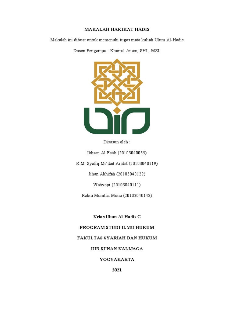 Makalah Final Kelompok 1 - Hakikat Hadis | PDF