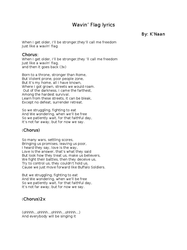 Wavin Flag Lyrics | PDF