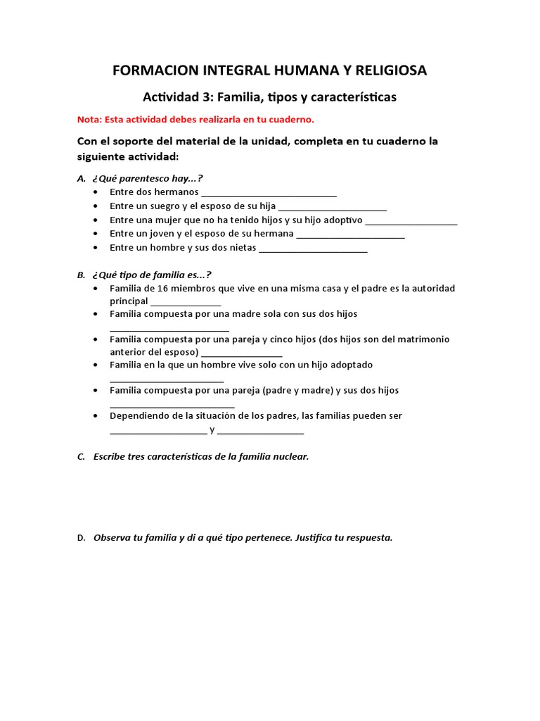 Actividad 3 Familia, Tipos y Características | PDF