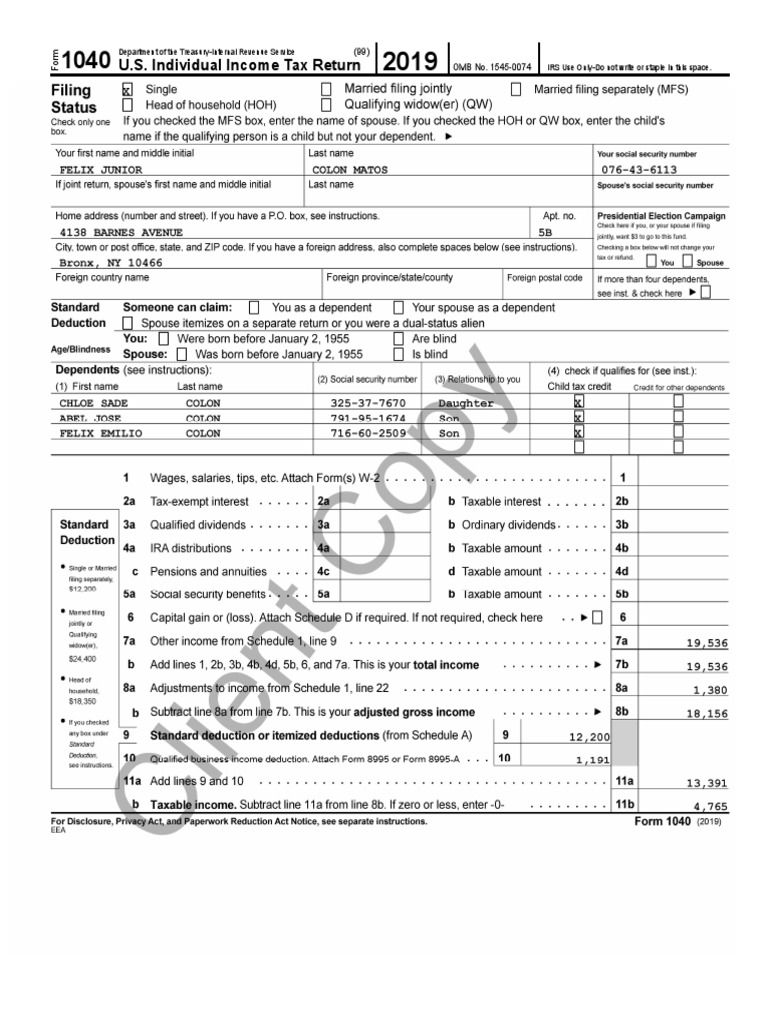 Colon Junior | PDF | Federal Insurance Contributions Act Tax | Irs Tax Forms