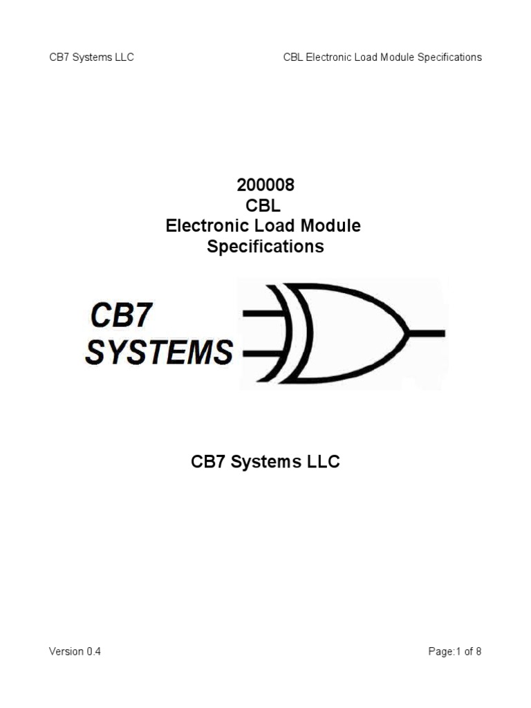 CBL Electronic Load Module Specifications | PDF | Amplifier | Relay