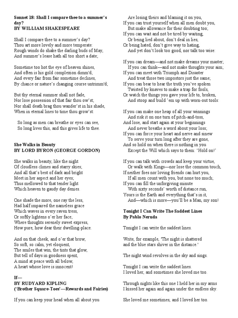 Poems For Poetry Collage | PDF