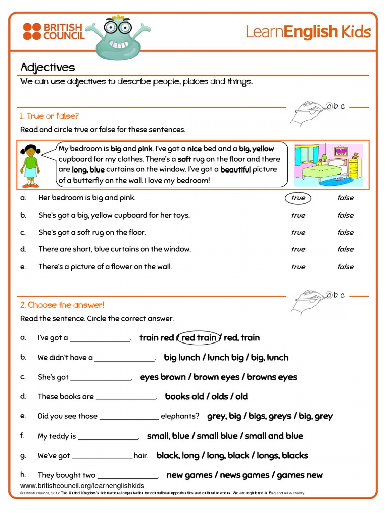 Week 1 - Grammar-Practice-Adjectives-Worksheet | PDF