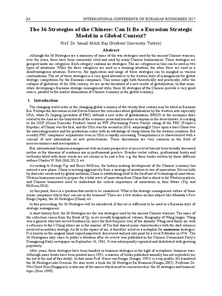 Eurasian Strategy: 36 Chinese Tactics | PDF | Economies