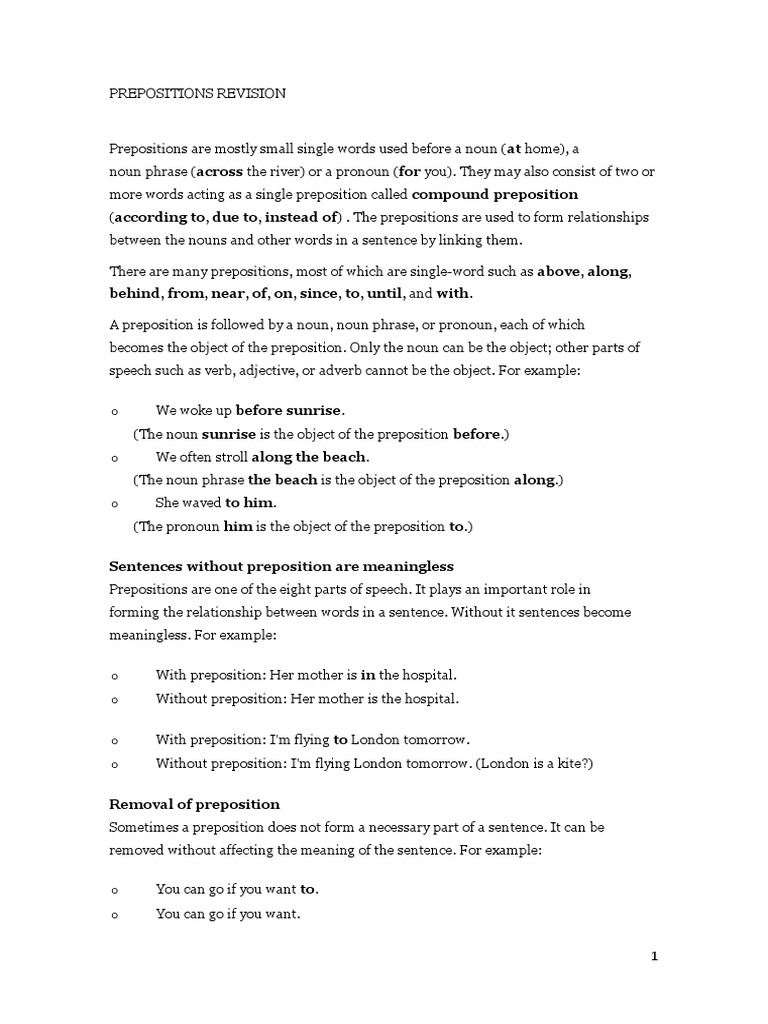 Behind, From, Near, Of, On, Since, To, Until, and With | PDF ...