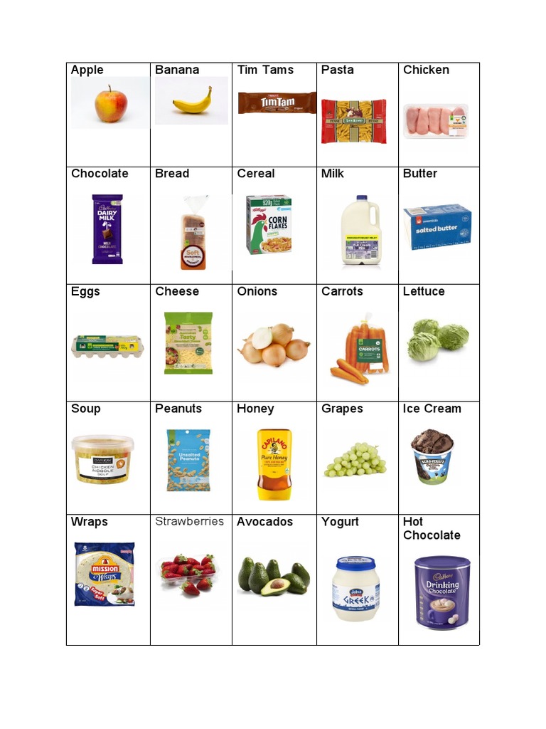 Apple Banana Tim Tams Pasta Chicken: Strawberries | PDF