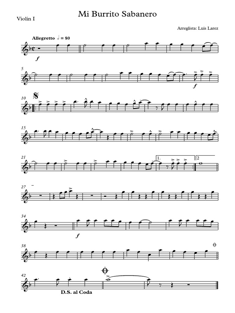 Mi-Burrito-Sabanero - Violín I - 2021-11-15 1135 - Violín I | PDF