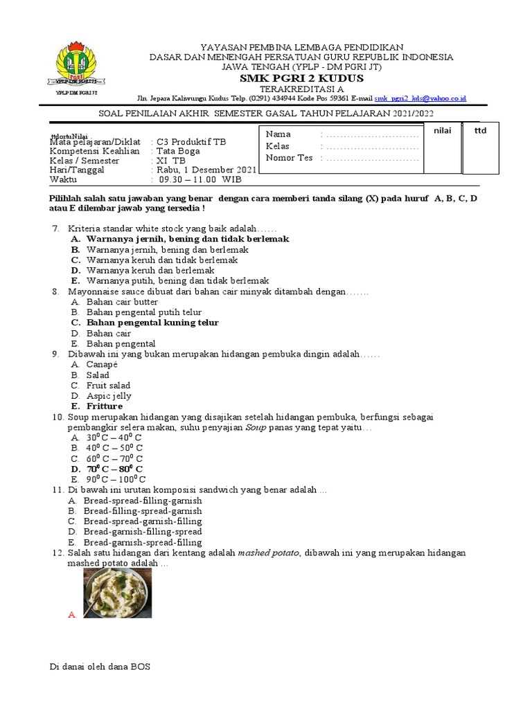 LEMBAR SOAL PAS GSL C3 XI TB Edit | PDF