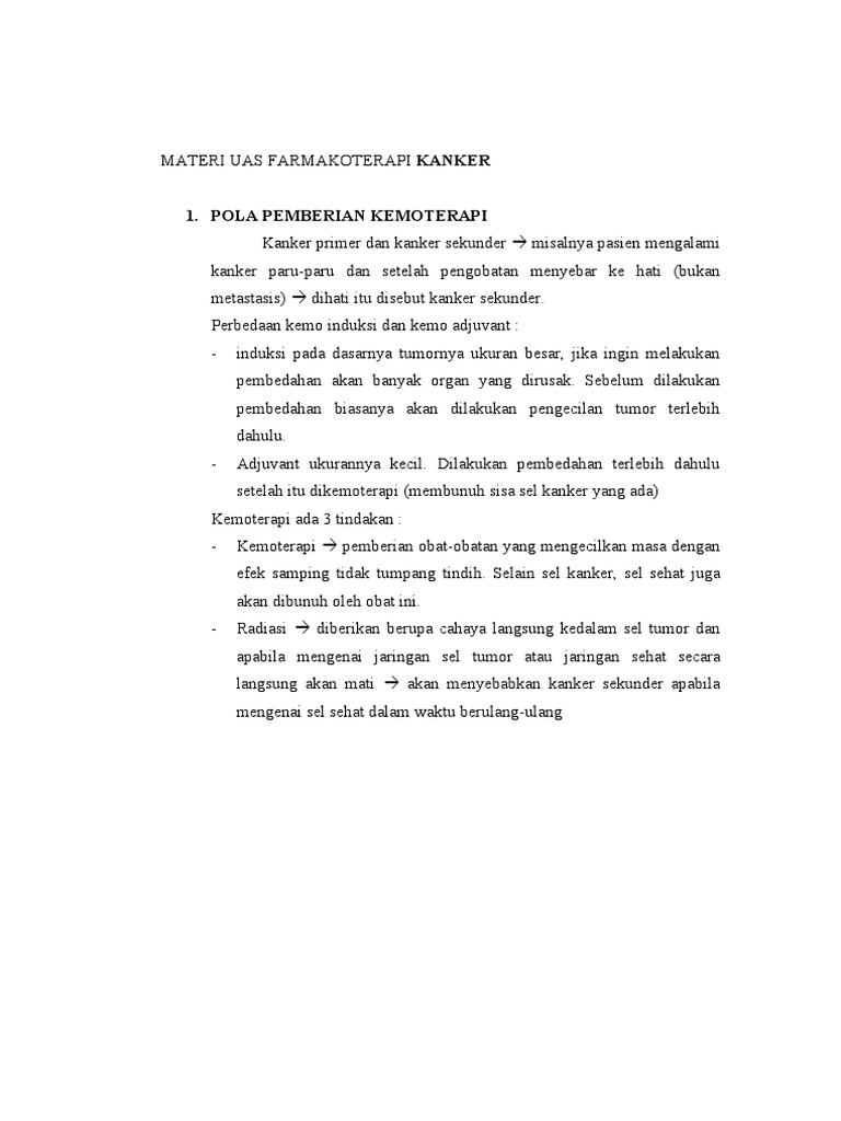 Materi Uas Farmakoterapi Kanker | PDF