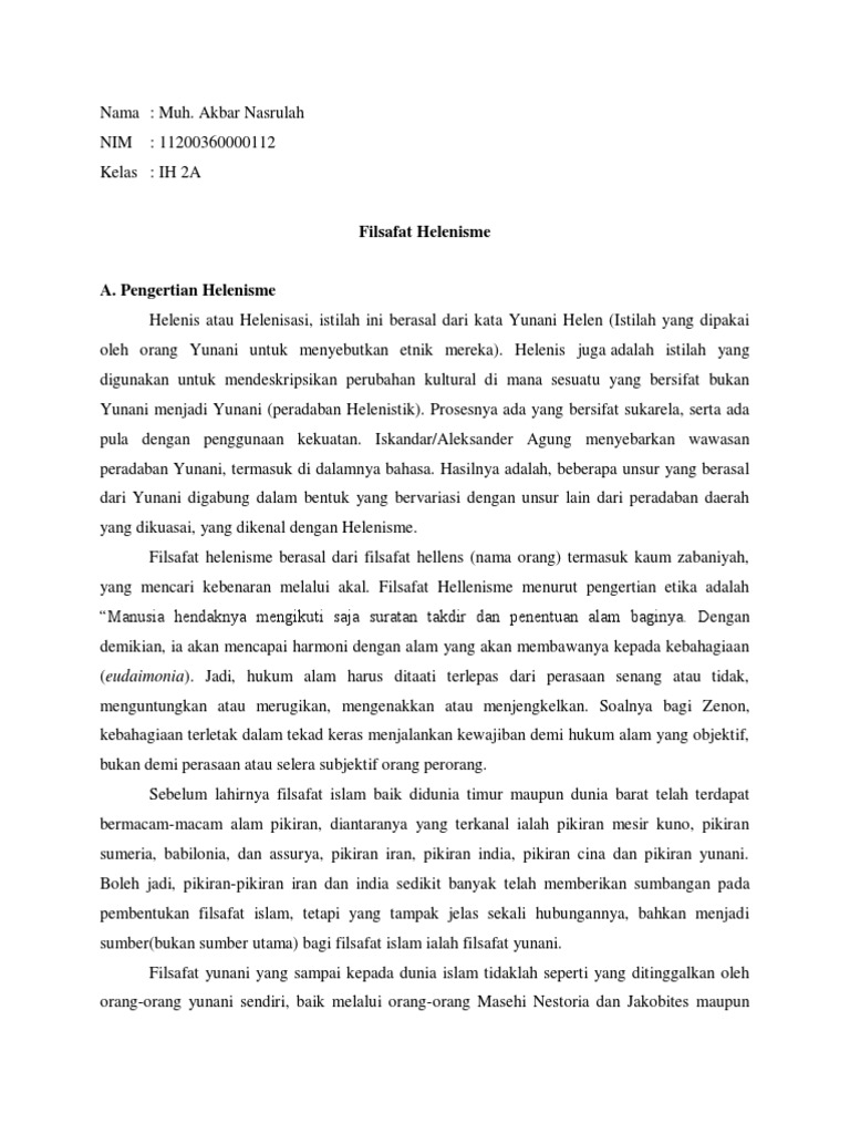 Tugas 5 (Filsafat Helenisme) | PDF