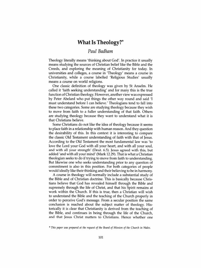 What Theology? : Paul Badham | PDF | Theology | Faith