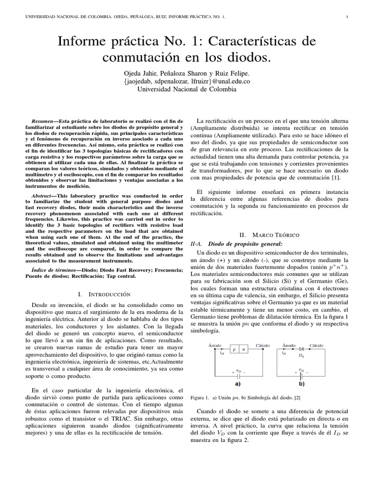 Informe PR Ctica 1 ELPO | PDF | Rectificador | Diodo