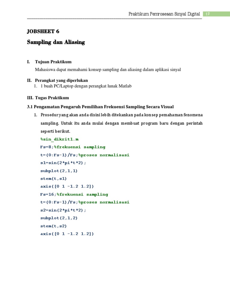 Jobsheet 6 Sampling Dan Aliasing | PDF